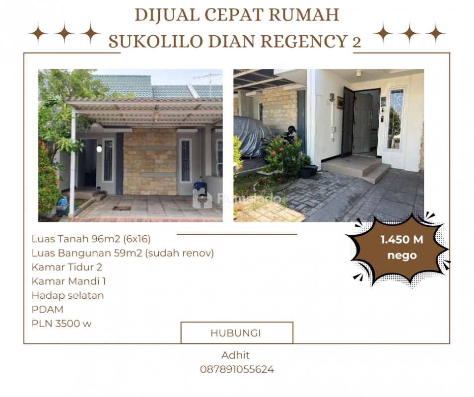 Dijual Cepat rumah Sukolilo Dian Regency 2 FULL RENOV SIAP PAKAI One ...